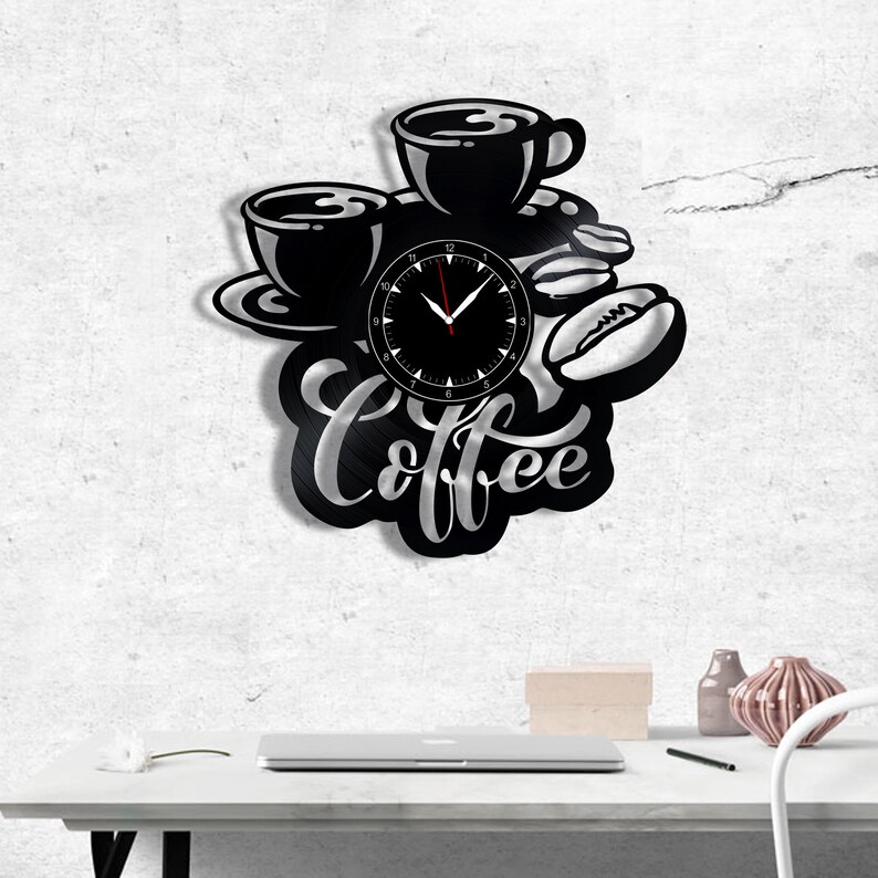 Personalized Vintage Vinyl Record Coffee Wall Clock - Modern Home Decor ...