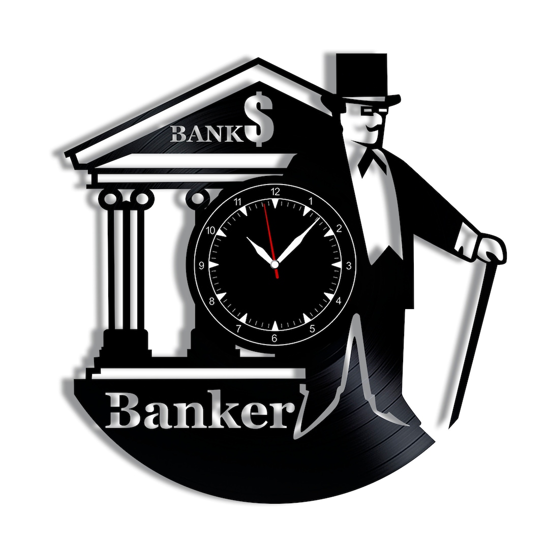 Banker Wall Clock 12" Made Out of Vintage Vinyl Record, Modern Wall ...