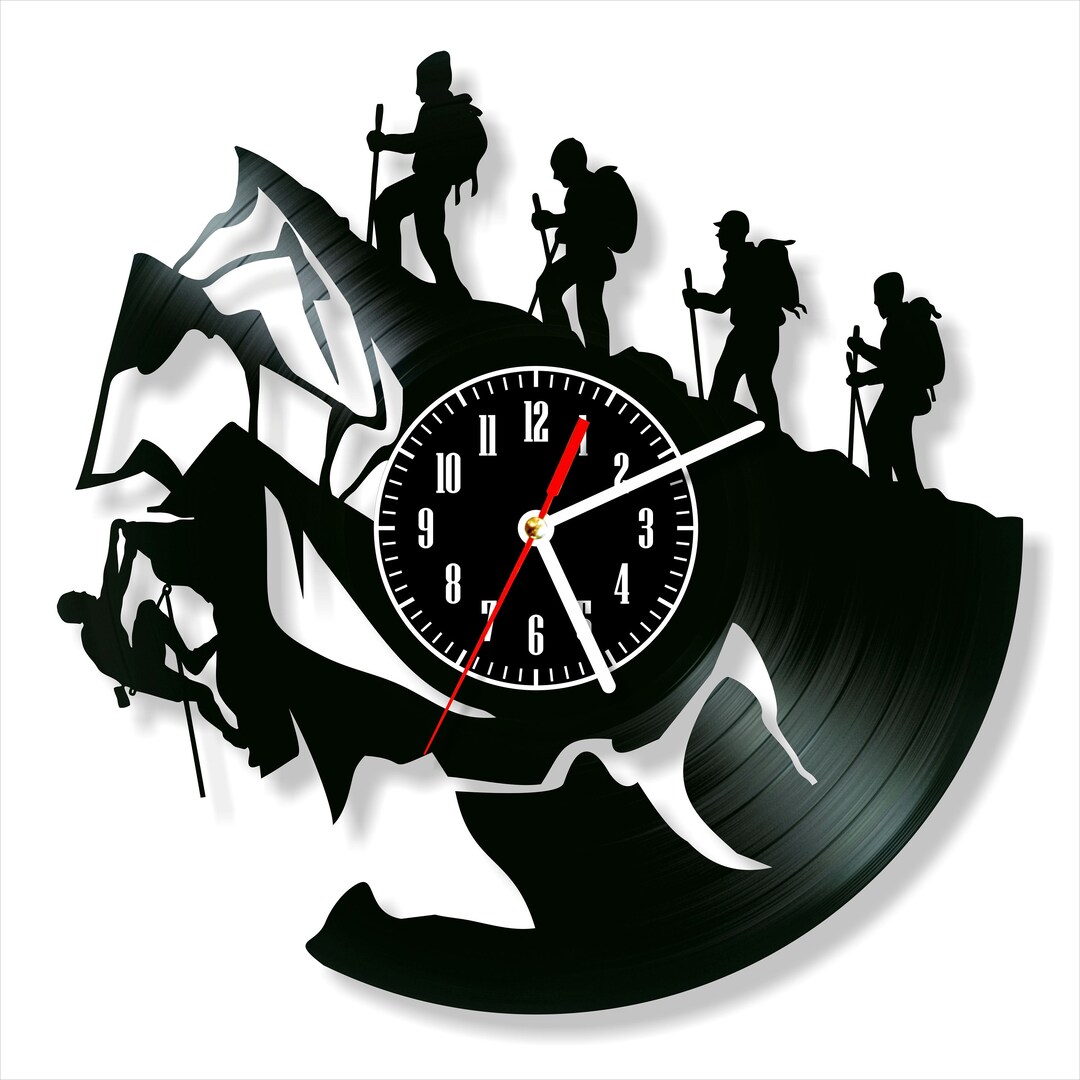 Climbing Wall Clock 12" Made Out of Vintage Vinyl Record, Climbing Wall ...