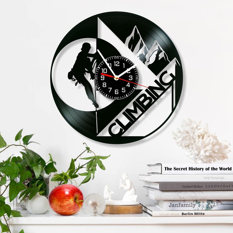 Climbing Wall Clock 12" Made Out of Vintage Vinyl Record, Modern Wall ...