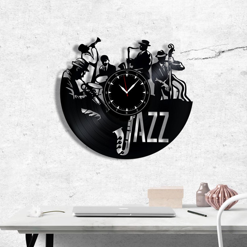 Personalized Vintage Vinyl Record Jazz Wall Clock: Modern Home Decor ...