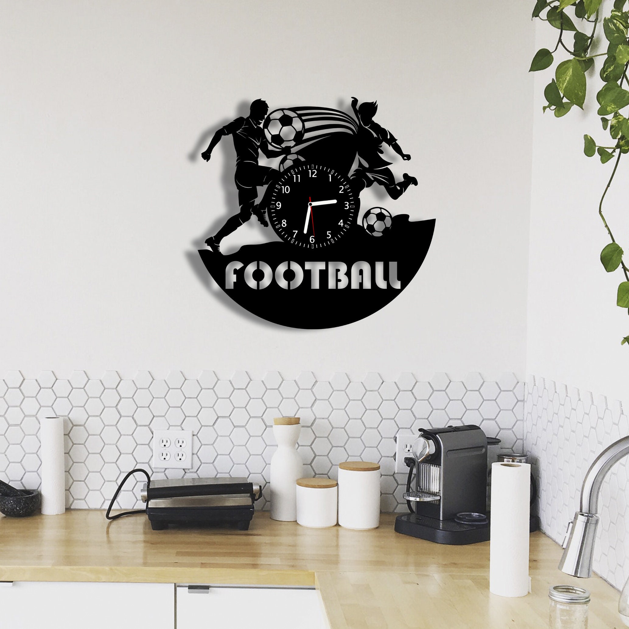 Personalized Vintage Vinyl Record Football Wall Clock: Modern Home ...