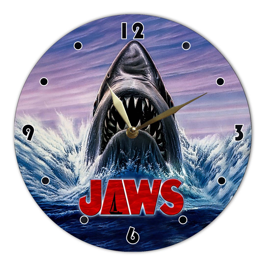 Shark Wall Clock Painted 12 Made Out of Vintage Vinyl Record, Modern ...