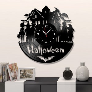 Halloween Wall Clock 12" Made Out of Vintage Vinyl Record, Modern Wall ...