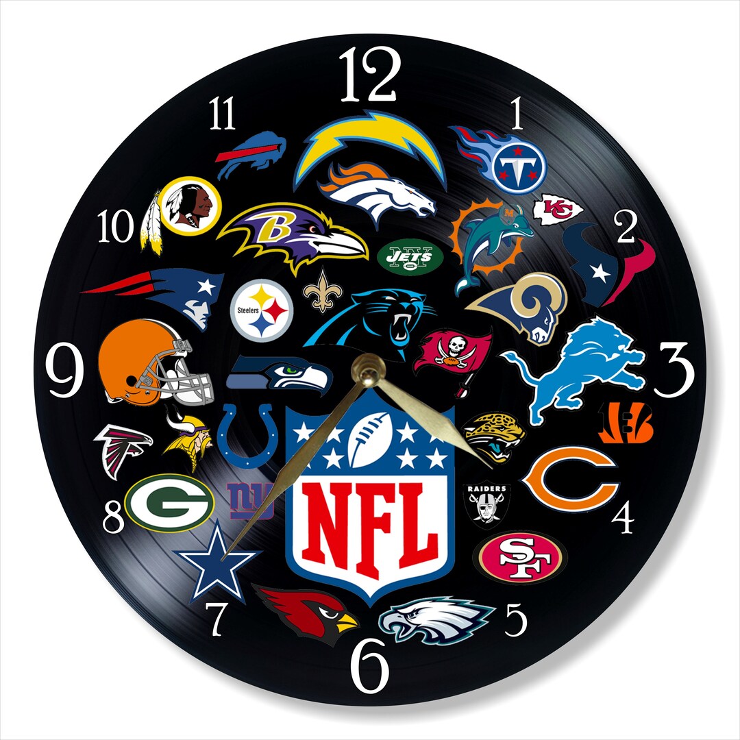 Football Team Vinyl Record Clock: Painted NFL Wall Decor - Etsy