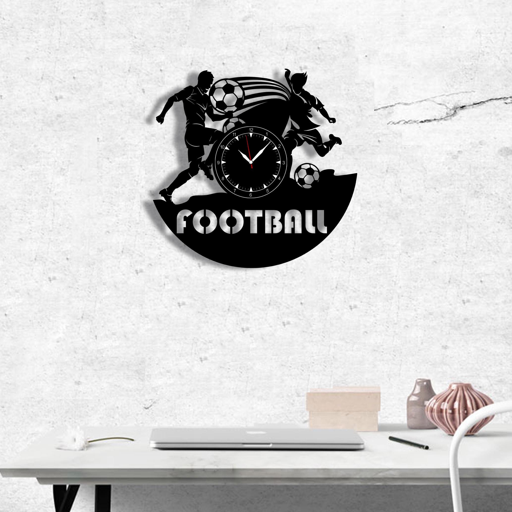 Personalized Vintage Vinyl Record Football Wall Clock: Modern Home ...
