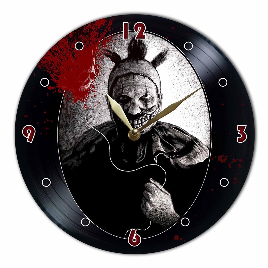 Horror Wall Clock Painted 12" Made Out of Vintage Vinyl Record, Horror ...