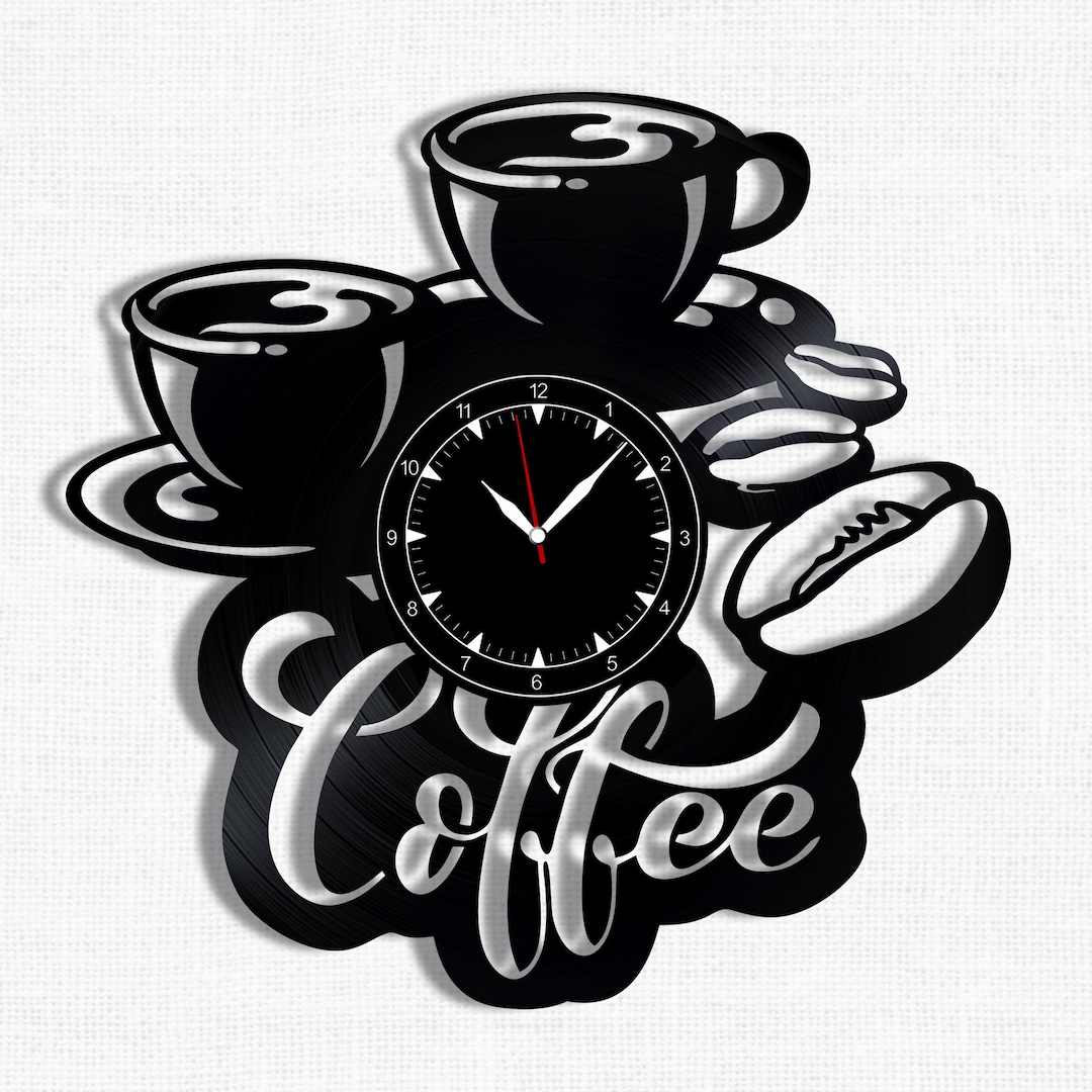 Personalized Vintage Vinyl Record Coffee Wall Clock - Modern Home Decor ...