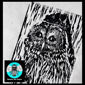 Barred Owl Linocut Print, Original Black Ink Blockprint - Etsy