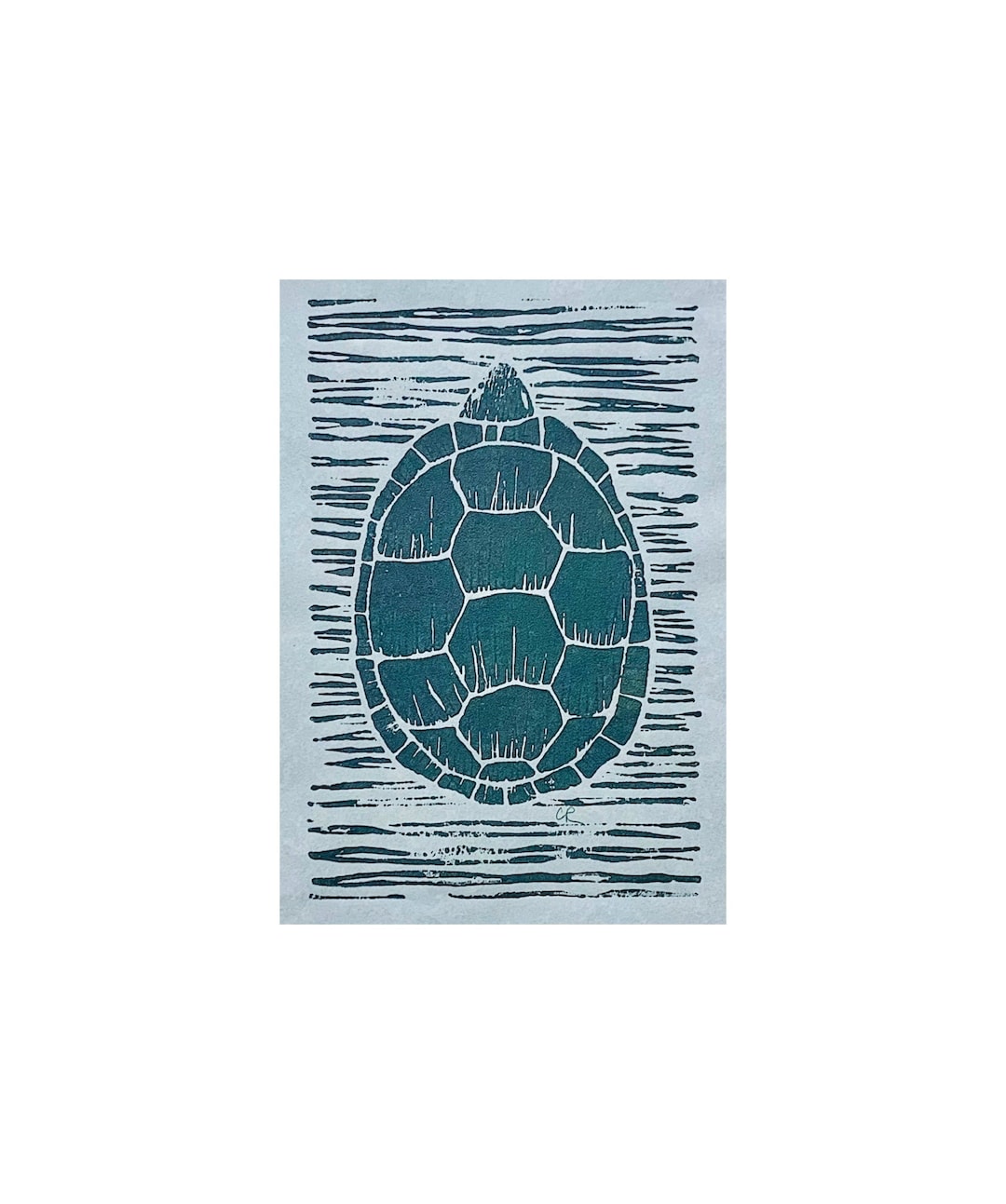 Turtle Linocut Mounted Blockprint Original Turtle Art - Etsy