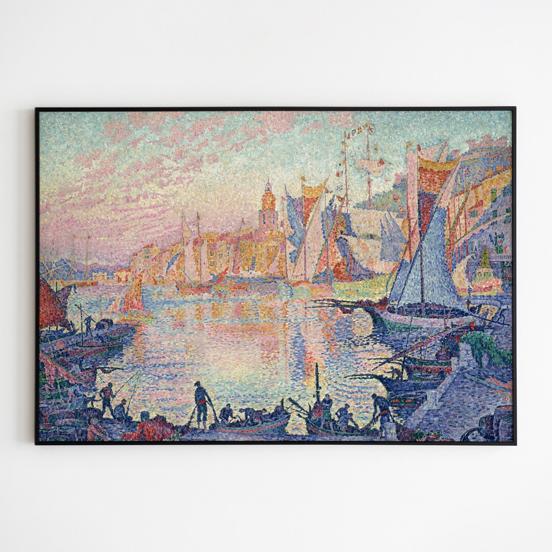 Paul Signac : the Port of Saint-tropez 1899 Pointillism Neo-impressionism Cityscape Marina ...