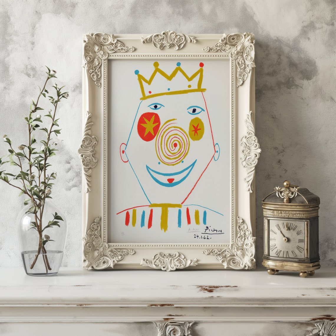 Pablo Picasso : the Clown le Clown 1962 Lithography Giclee Wall Art ...