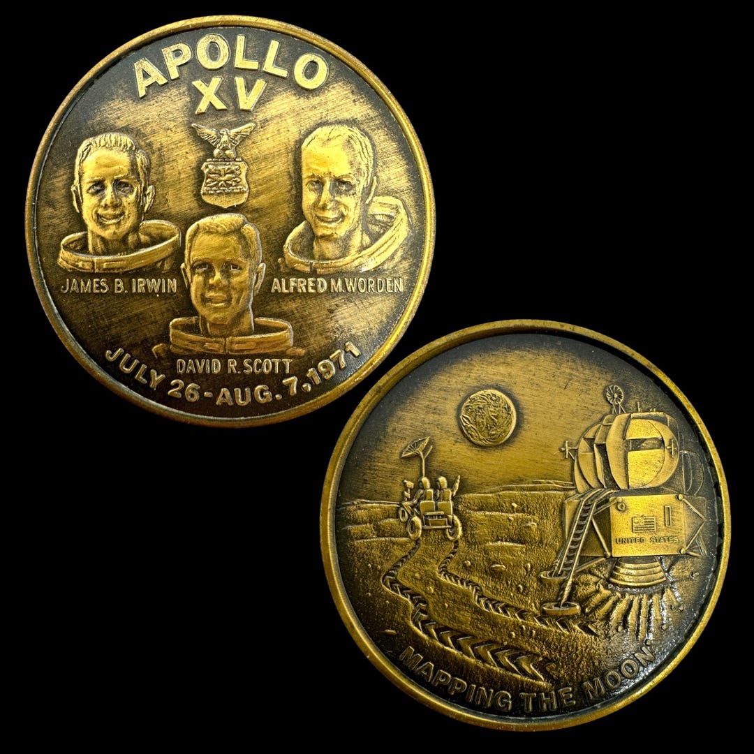 Vintage Apollo XV Medallion: 1971 Lunar Rover NASA Collectible (with ...