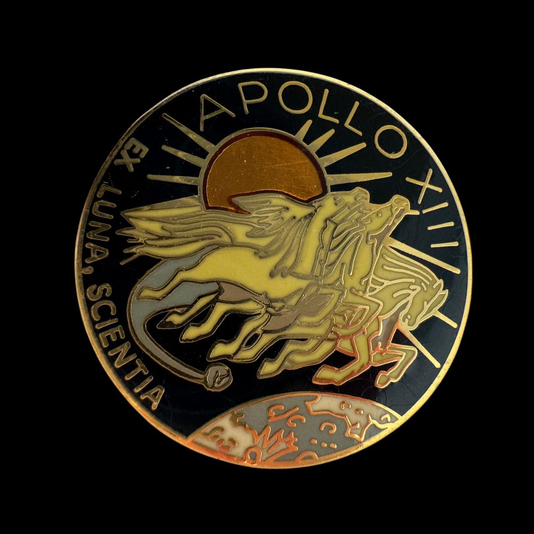 Original Apollo XIII 1970 Vintage NASA Mission Pin Jack Swigert & Fred ...