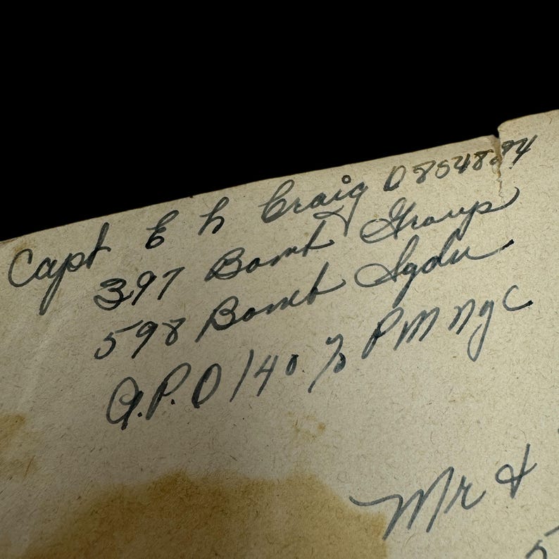 RARE Original WWII B-26 Pilot Capt. Craig “somewhere in France” 1945 ...