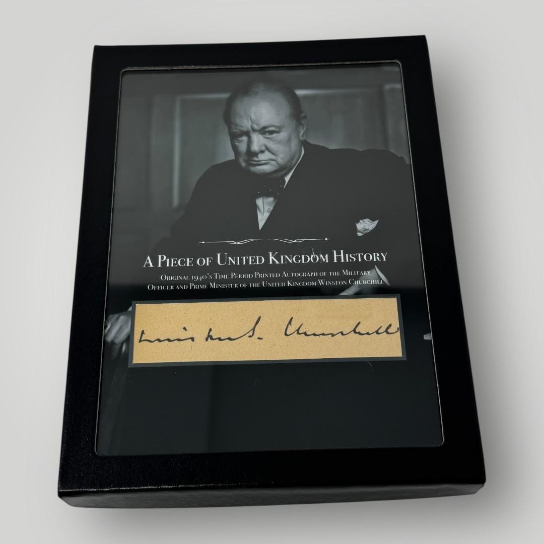 Winston Churchill Signature | 1940s British History Display - Etsy