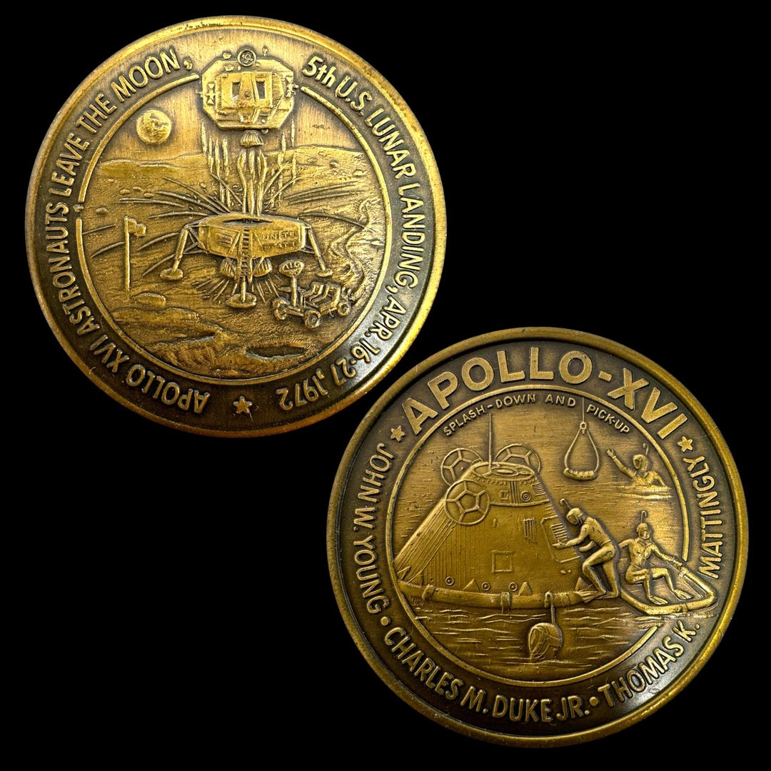 Original Vintage Apollo XVI "1st Lunar Highland Mission" Commemorative ...