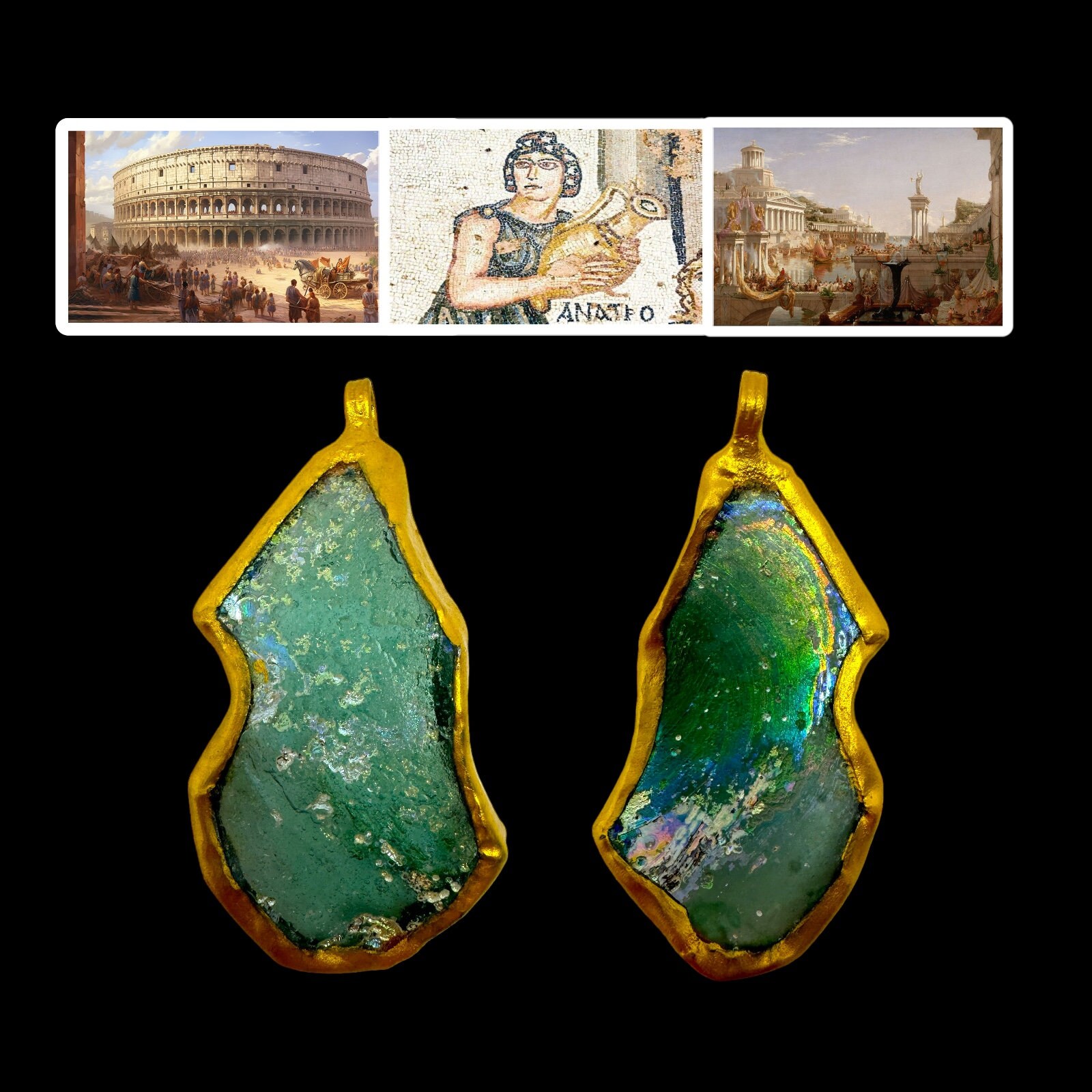 RARE Original Ancient Roman Empire Glass Necklace Pendant 230-250 AD ...