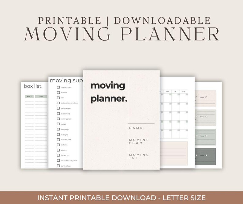 Neutral Moving Printable Planner - Etsy