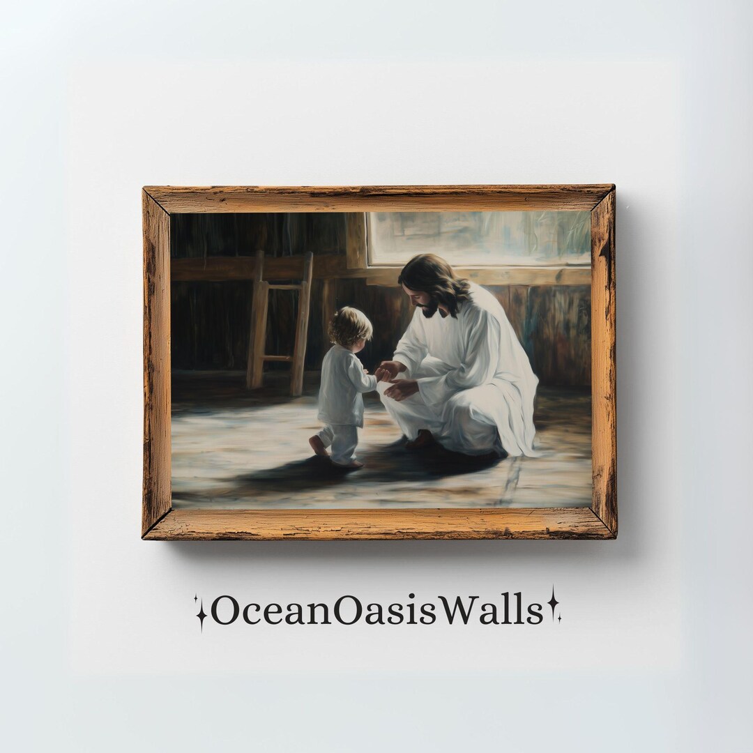 A Little Prayer Jesus With Little Boy Print, Jesus and Child Art, Jesus ...