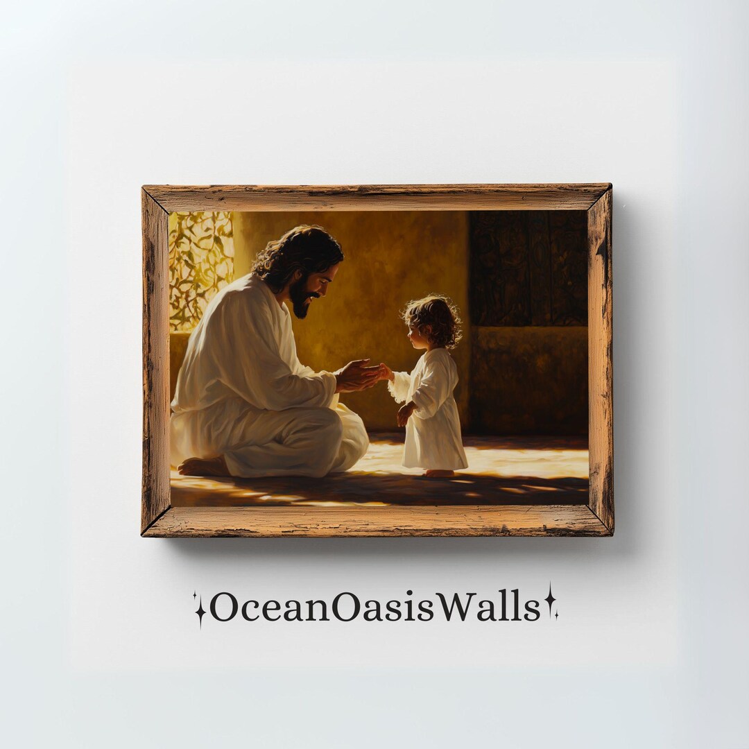 A Little Prayer Jesus With Little Boy Print, Jesus and Child Art, Jesus ...