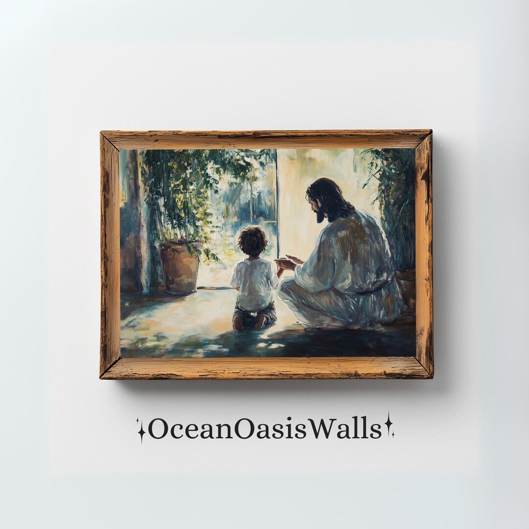 A Little Prayer Jesus Praying With Child Wall Art, Christian Home Decor ...