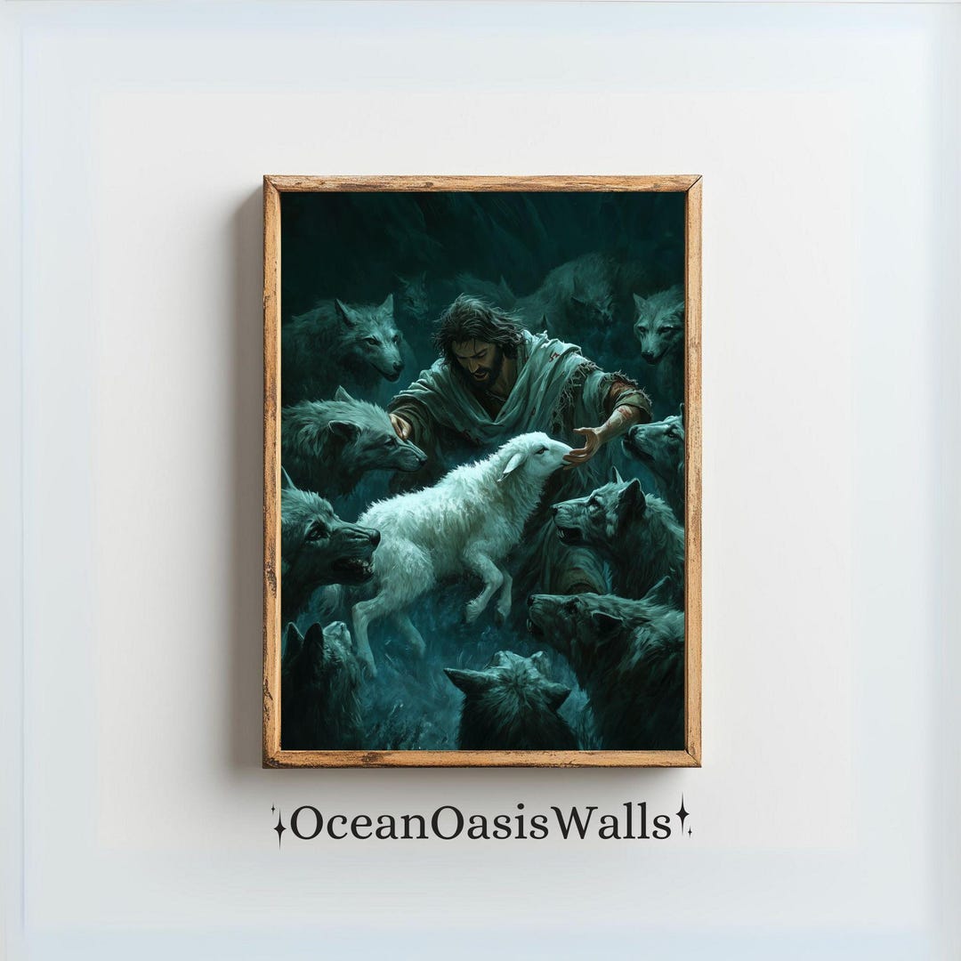 Jesus Saves, Good Shepherd Painting Jesus and Lamb Wall Art, Jesus and ...