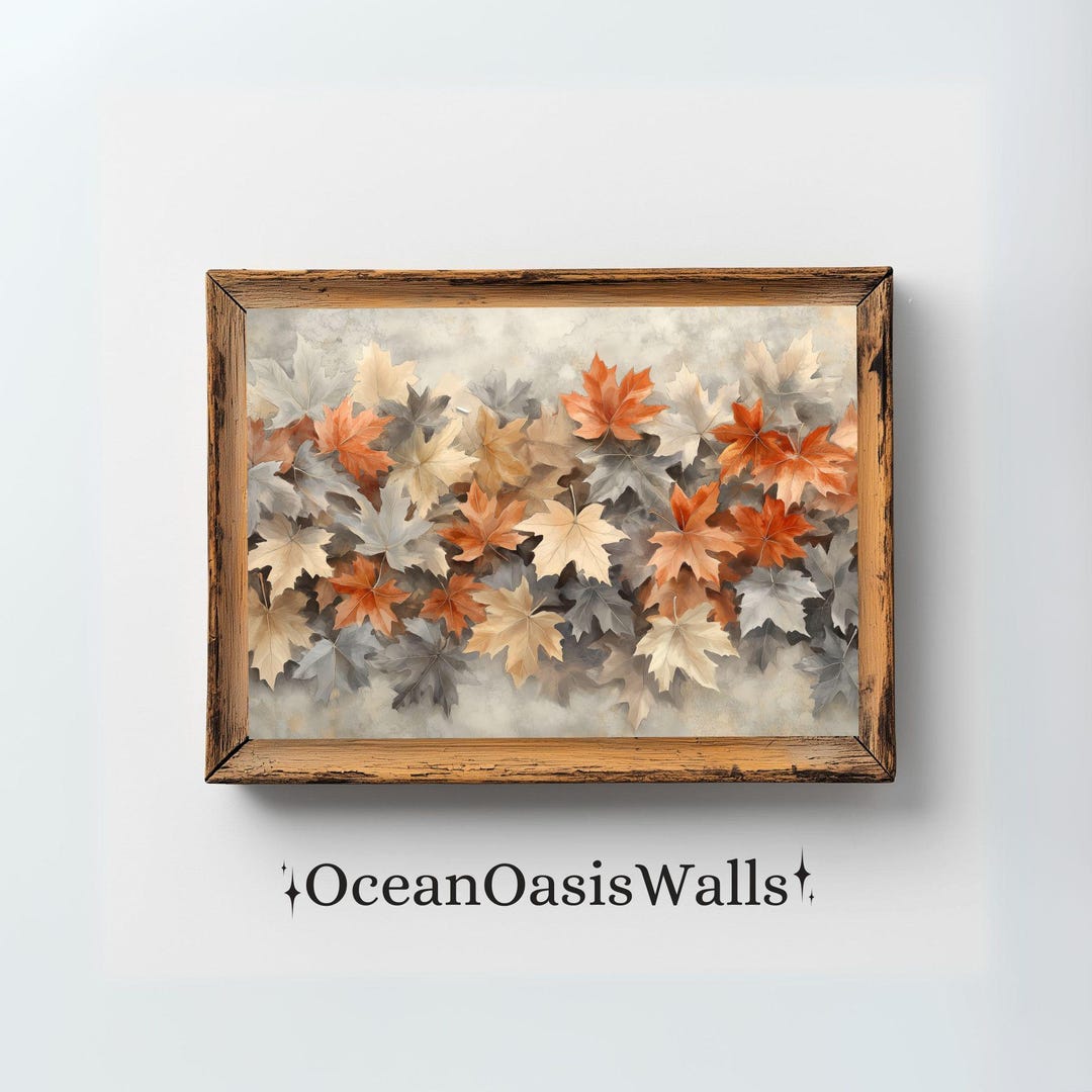 Printable Maple Leaves Wall Art, Fall Foliage Art, Autumn Home Decor ...