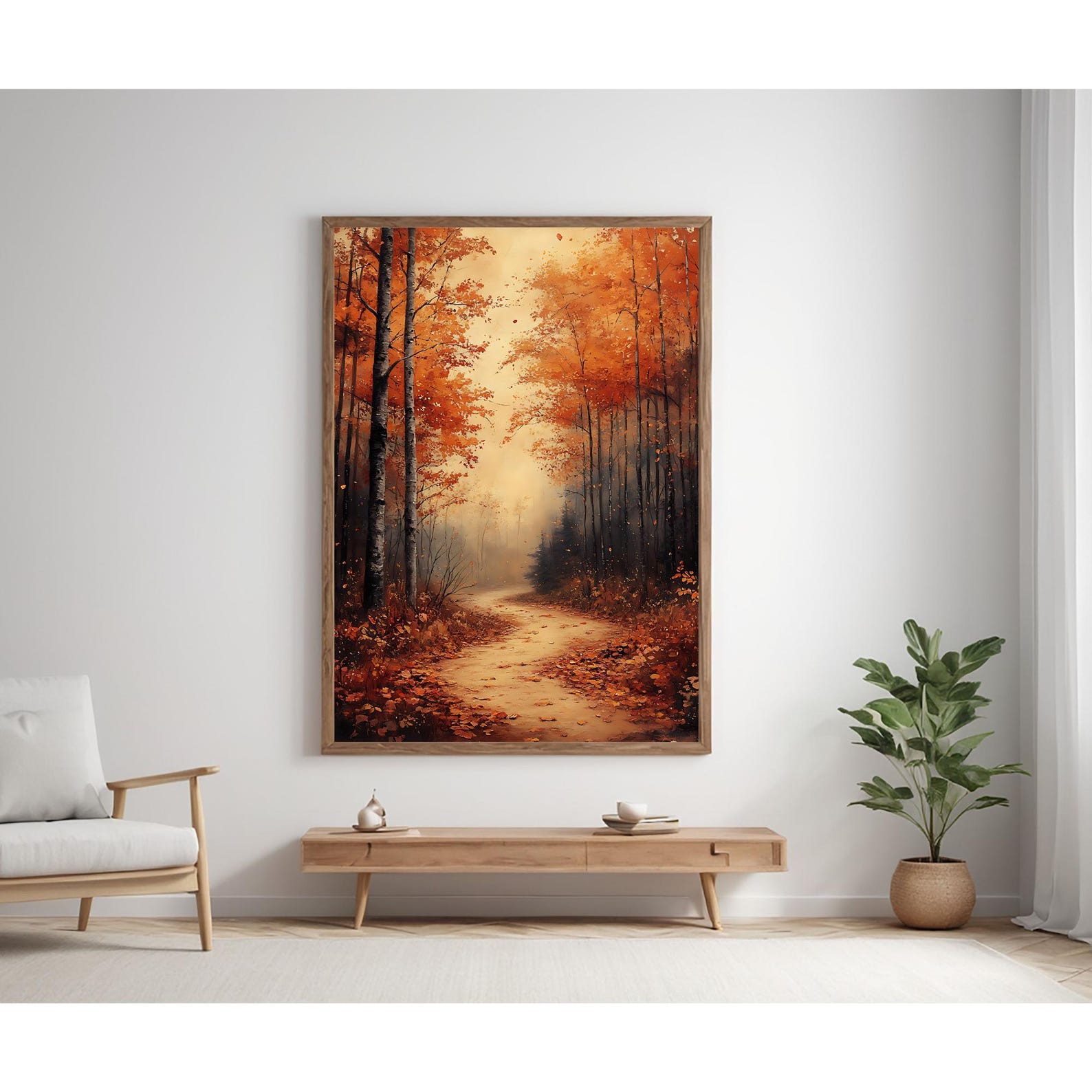Printable Vintage Autumn Wall Art, Rustic Home Decor, Fall Forest Art ...