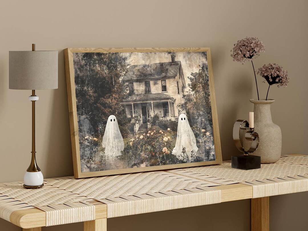 Printable Playful Cute Ghost Print, Vintage Cute Ghost Oil Painting ...