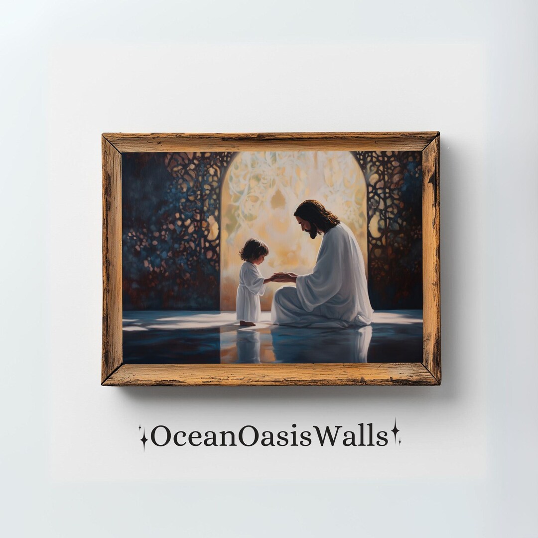 A Little Prayer Jesus Praying With Child Wall Art, Christian Home Decor ...
