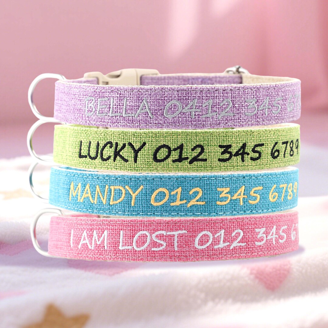 Personalized Dog Collar,embroidered Dog Collar With Name,monogram Dog ...