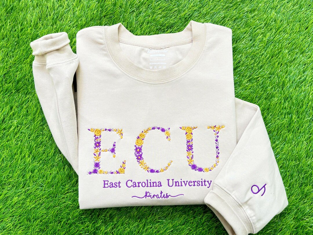Custom College Floral Embroidered Sweatshirt, Floral Letter Embroidered ...