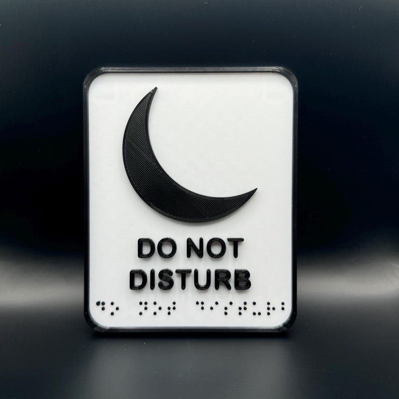 Do Not Disturb Braille Sign - 3D Printed With Moon Symbol, Accessible ...