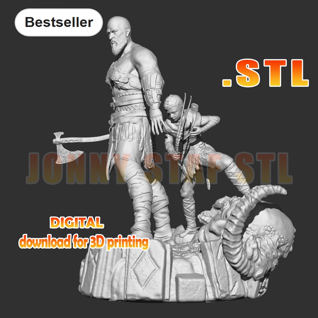 God of War Bust High Quality STL File, 3D Digital Printing STL File for ...