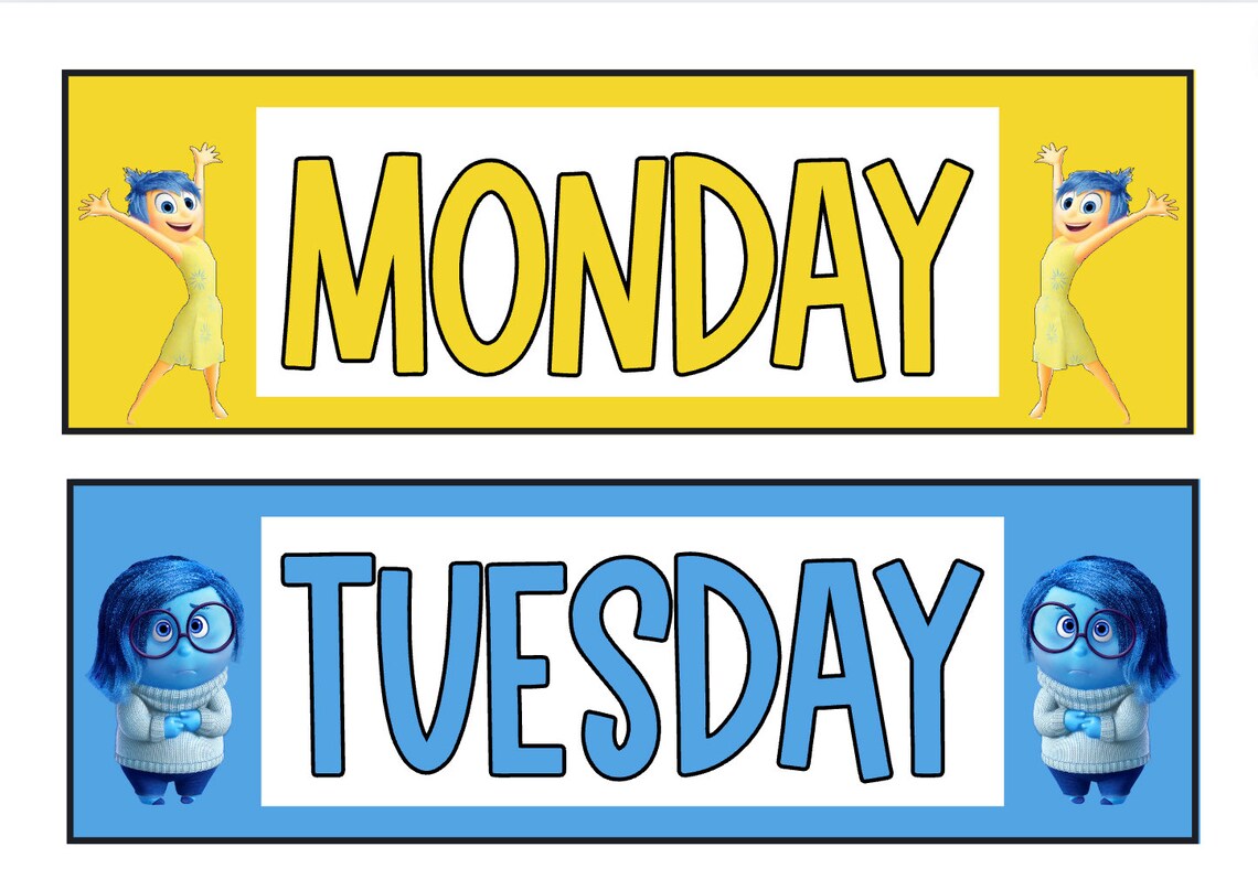 Inside Out Days of the Week | Days of the Week Class Posters | Inside ...