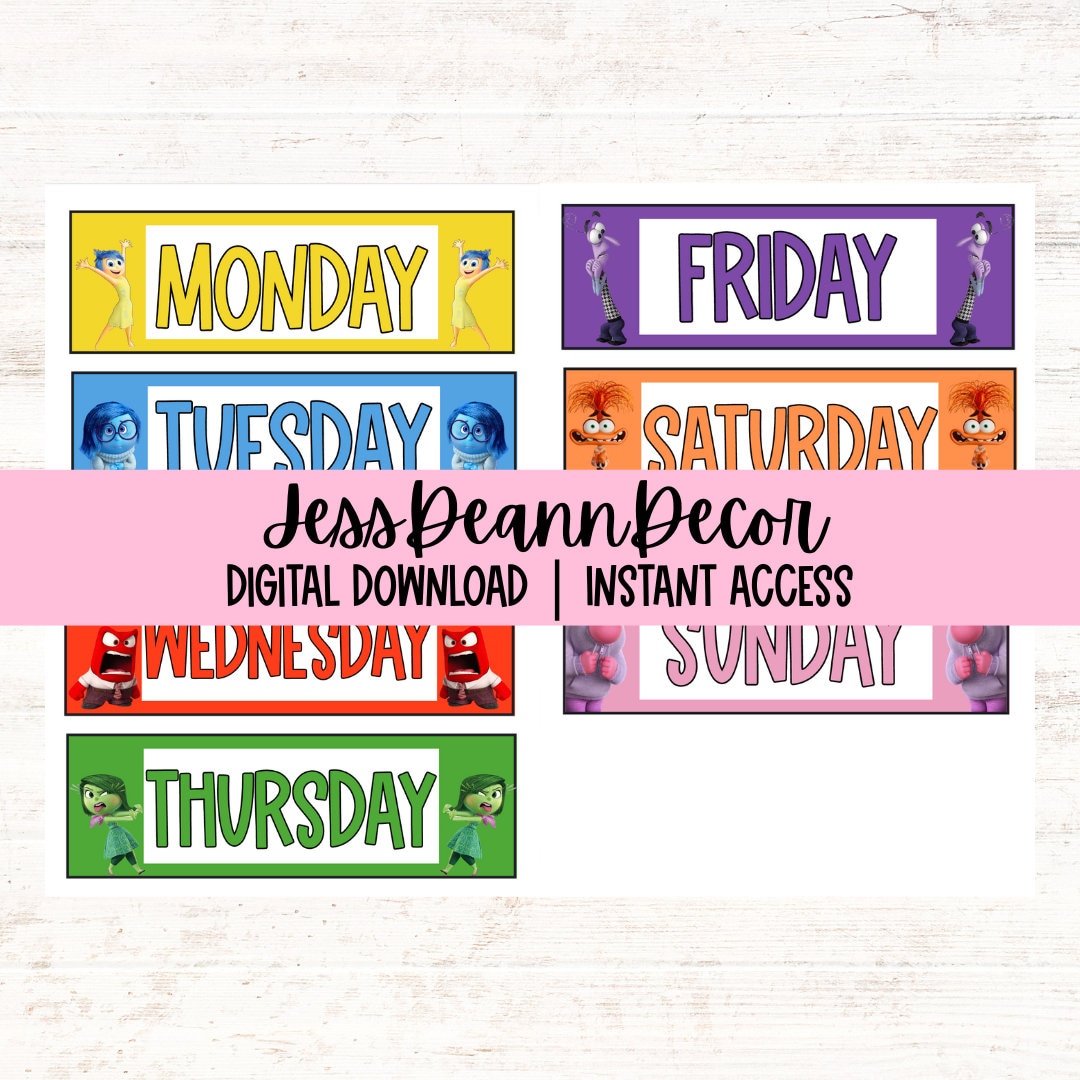 Inside Out Days of the Week | Days of the Week Class Posters | Inside ...