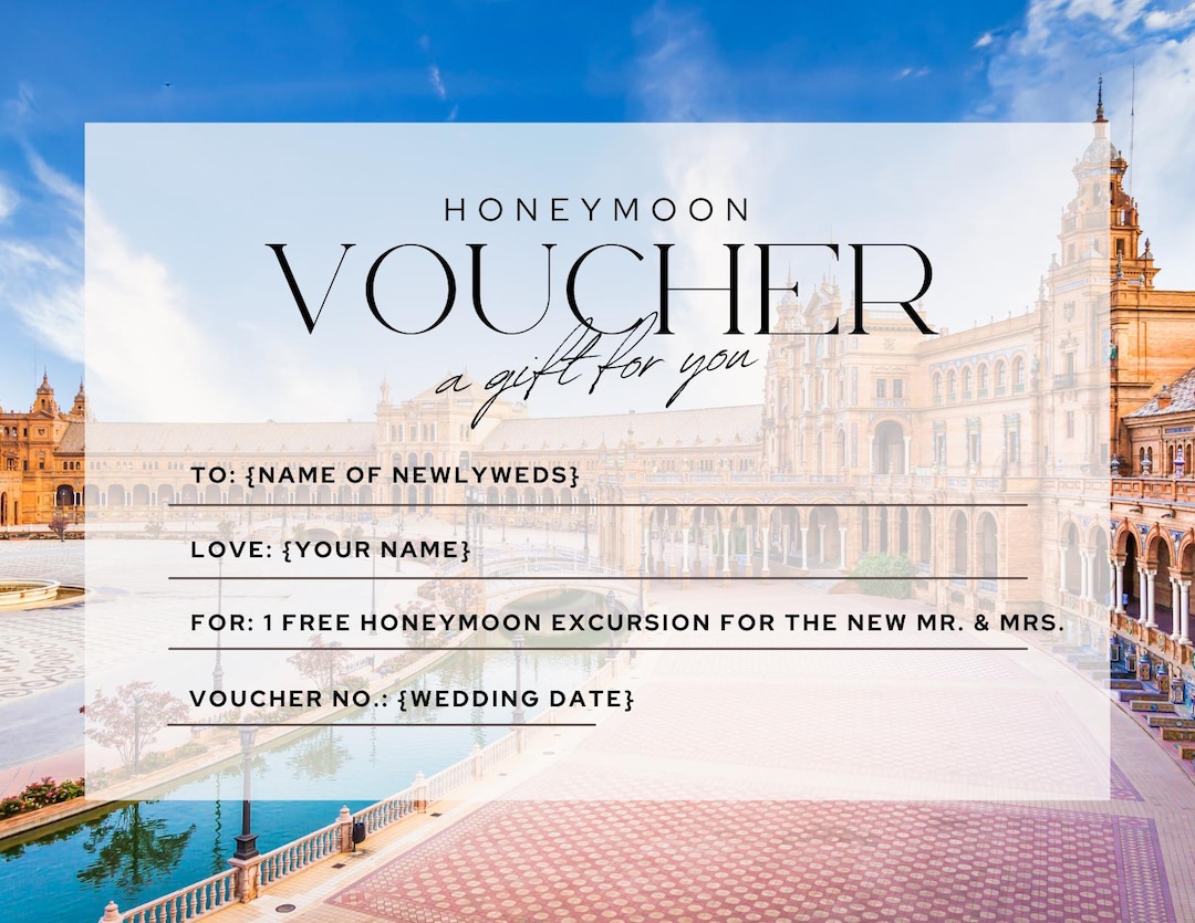 Honeymoon Gift - Excursion Voucher (SPAIN) - Etsy