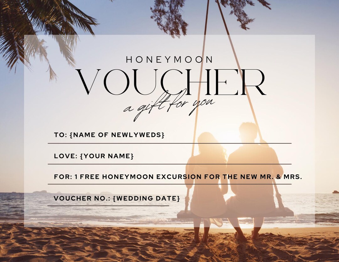 Honeymoon Gift - Excursion Voucher (BEACH 2) - Etsy
