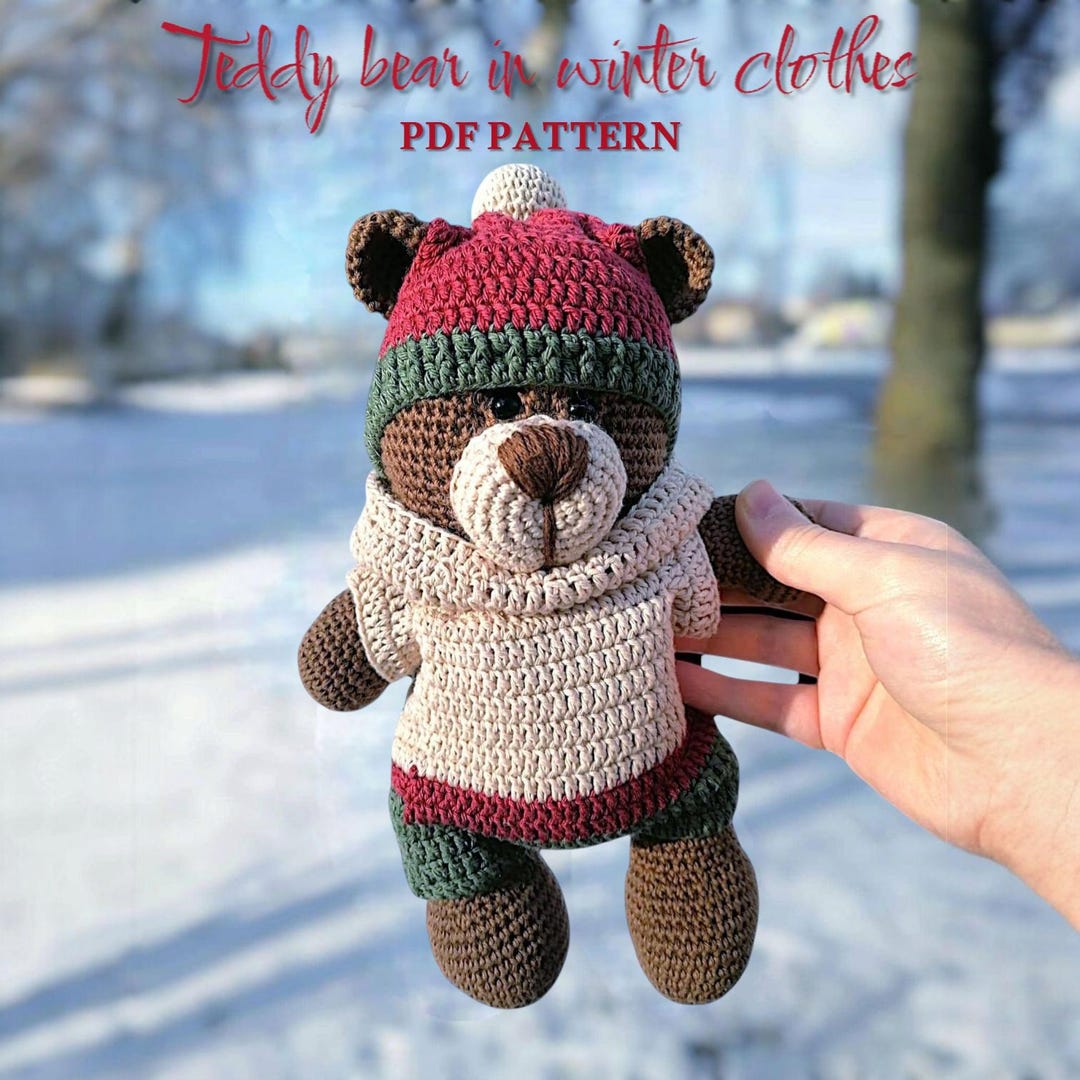Amigurumi Christmas Bear Crochet Pattern PDF, DIY Stuffed Teddy Bear ...
