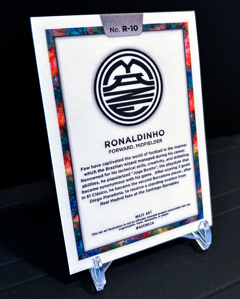 RONALDINHO - White Color Blast - Original Artwork Sports Card - Etsy