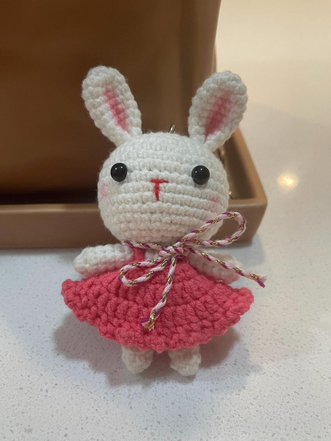 Handcrafted Crochet White Bunny Wearing Overalls Skirt Keychain - Etsy