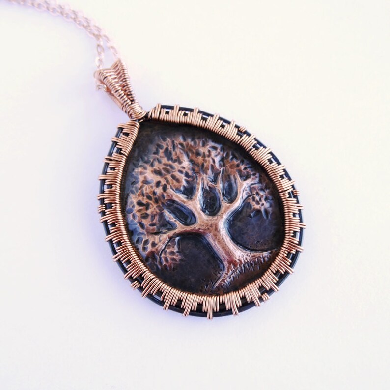 Tree of Life Copper Repousse Wire Wrapped Pendant Necklace - Etsy