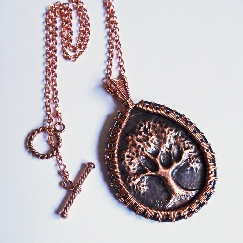 Tree of Life Copper Repousse Wire Wrapped Pendant Necklace - Etsy