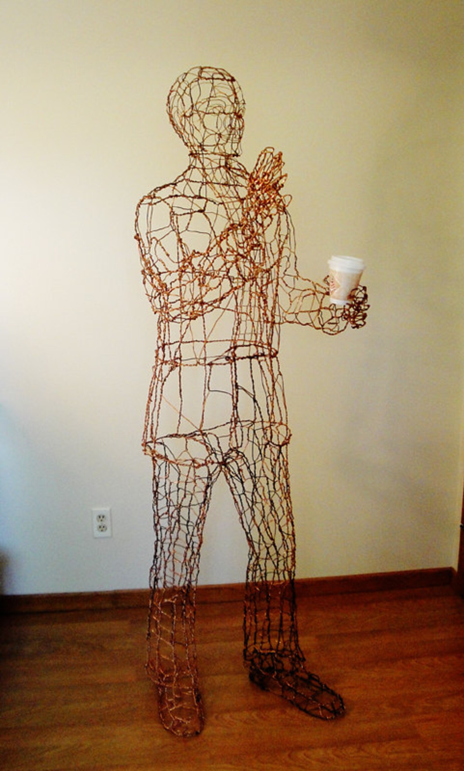 Office Man Lifesize Copper Wire Sculpture - Etsy