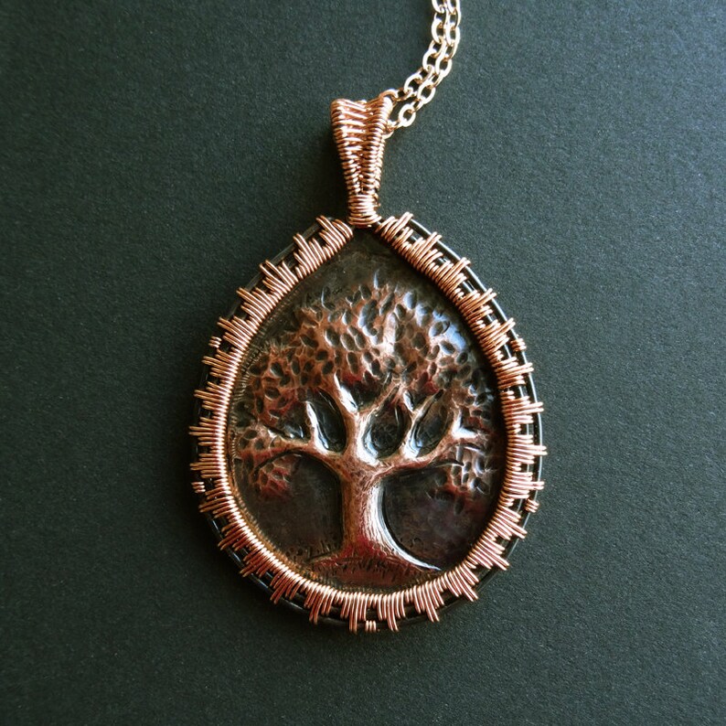 Tree of Life Copper Repousse Wire Wrapped Pendant Necklace - Etsy