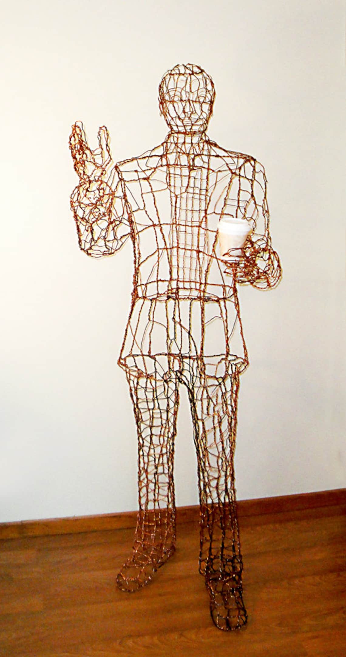 Office Man Lifesize Copper Wire Sculpture - Etsy