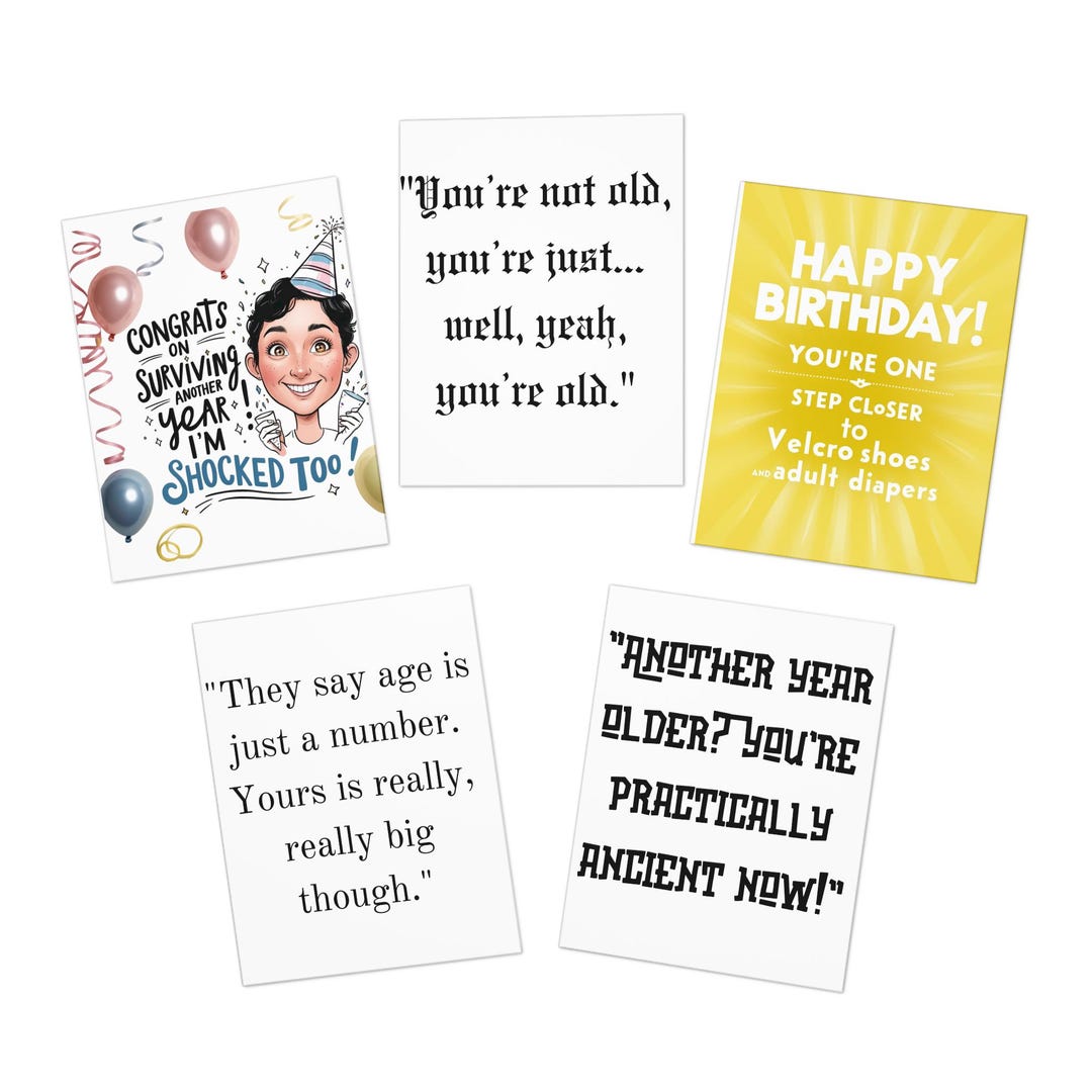 Multi-design Greeting Cards 5-pack Funny but Slightly Edgy Birthday ...