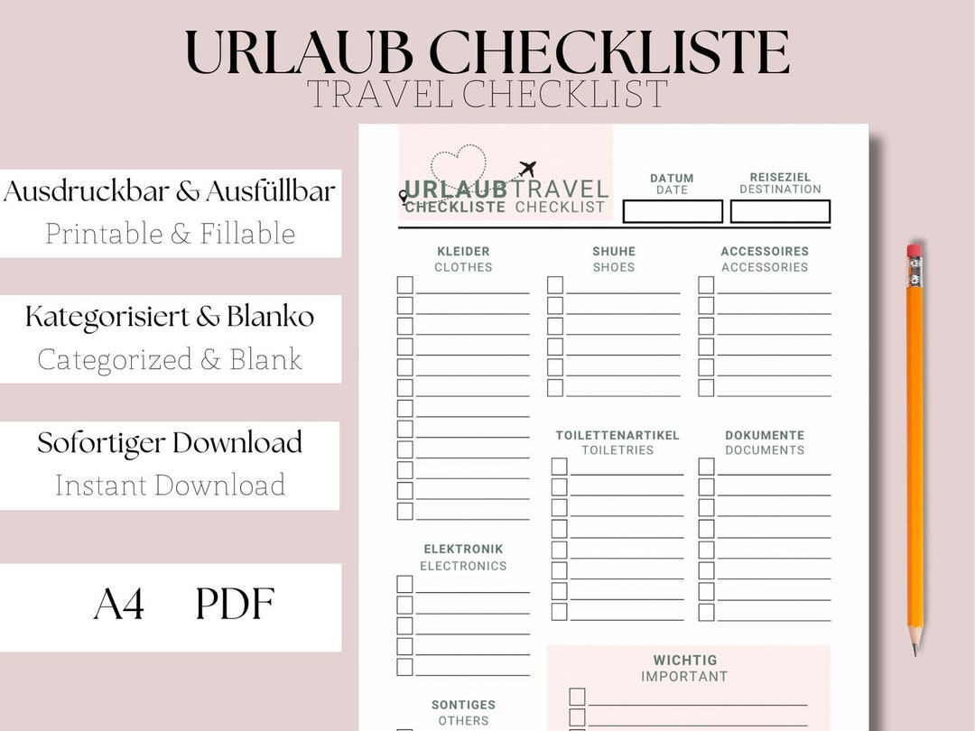 Elegantes Checkliste Urlaub Pdf Bild