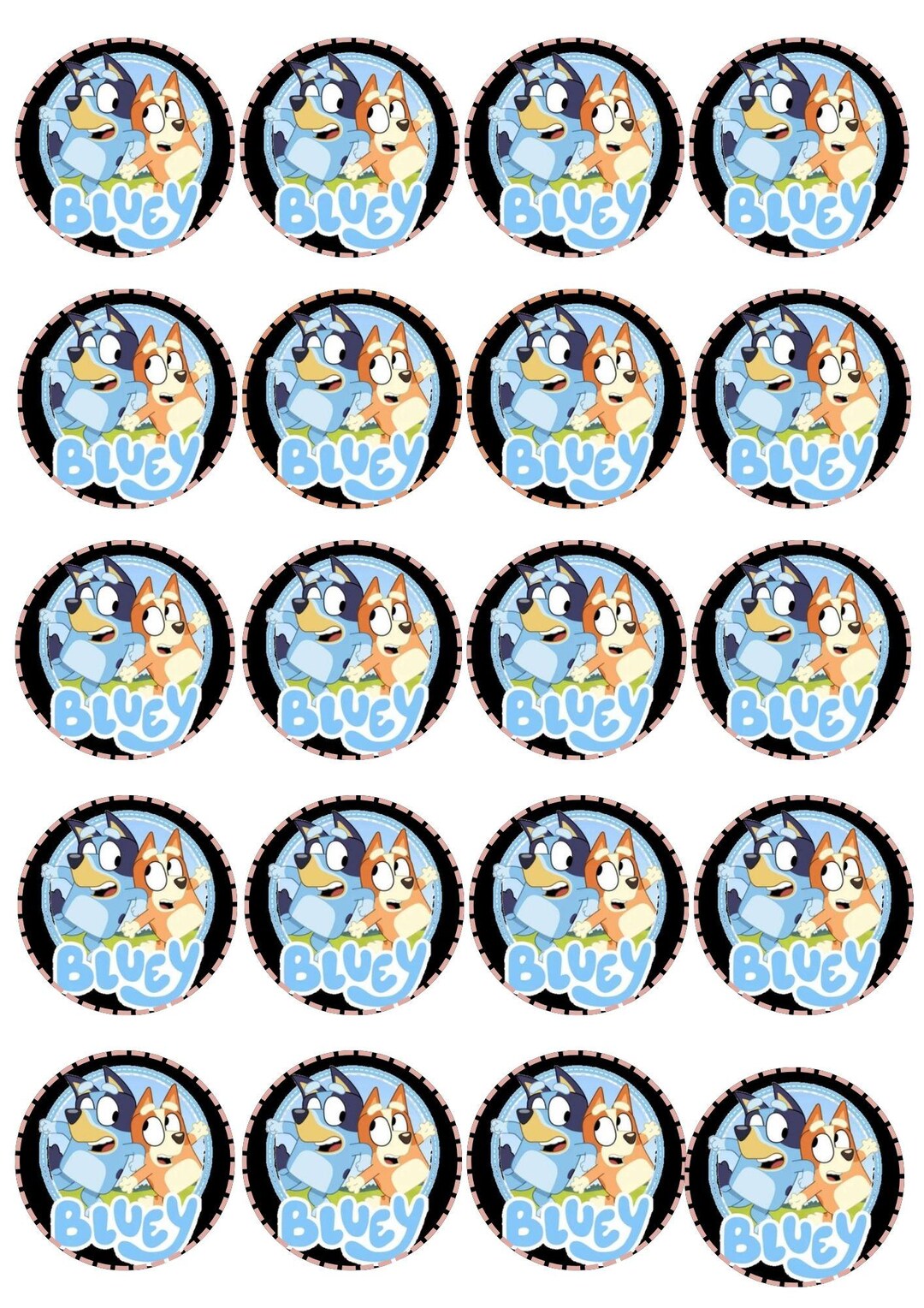 Bluey & Bingo Themed Cupcake Toppers Printable DIY Template Instant ...